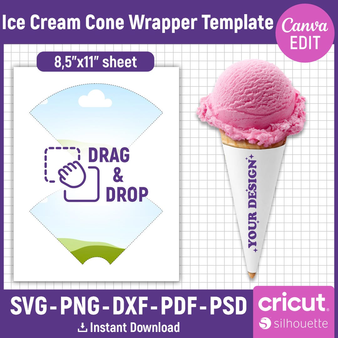 Ice Cream Cone Wrapper Template, Candy Cone Template, Treat Cone ...