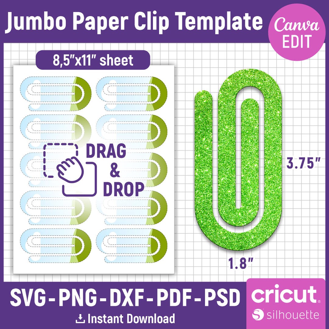 Jumbo Paperclip Template, Paperclip Bookmark Svg, Paperclip Svg, Snack ...