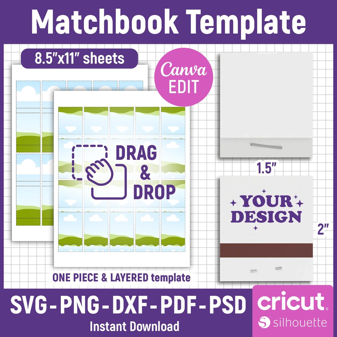 Matchbook Template, Match Book Svg, Matchbook Label Template, Matchbox ...