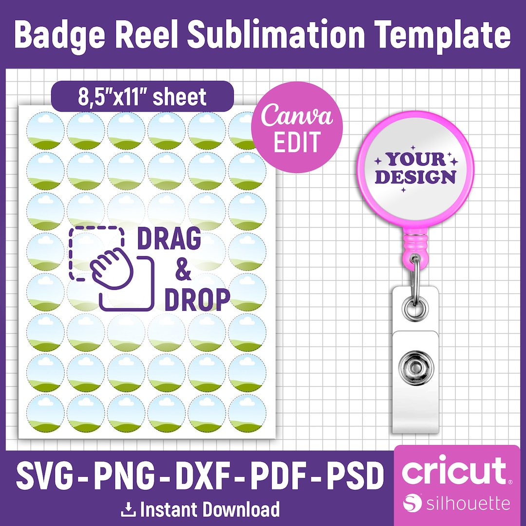 Badge Reel Sublimation Template, Badge Reel Template, Badge Reel Circle ...