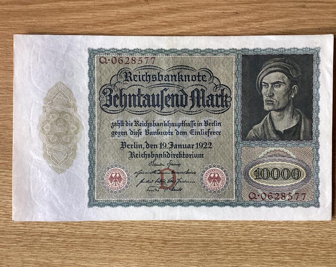Rare German Reichsbanknote 1922 10,000 Mark Bank Note UNC - Etsy