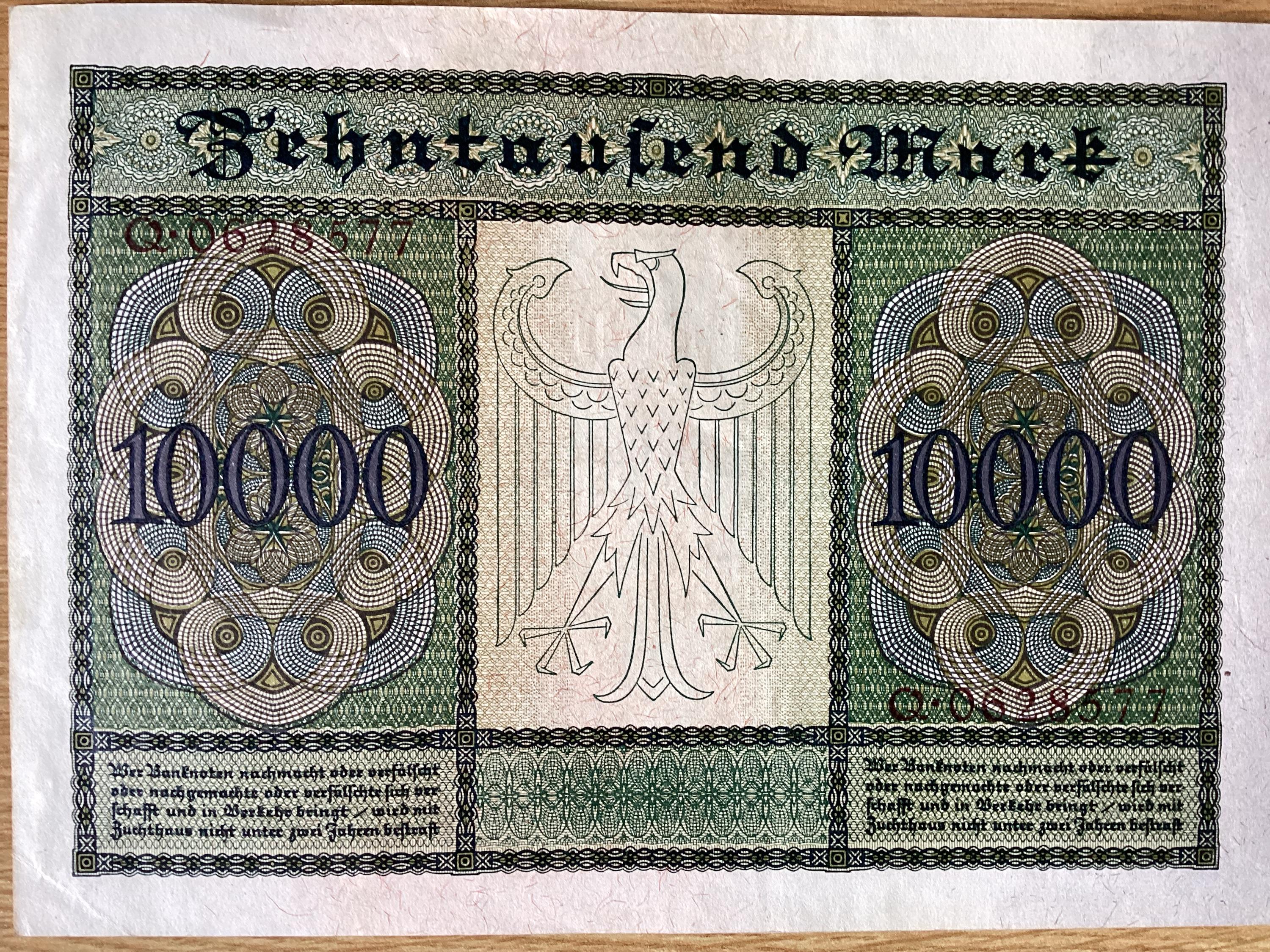 Rare German Reichsbanknote 1922 10,000 Mark Bank Note UNC - Etsy