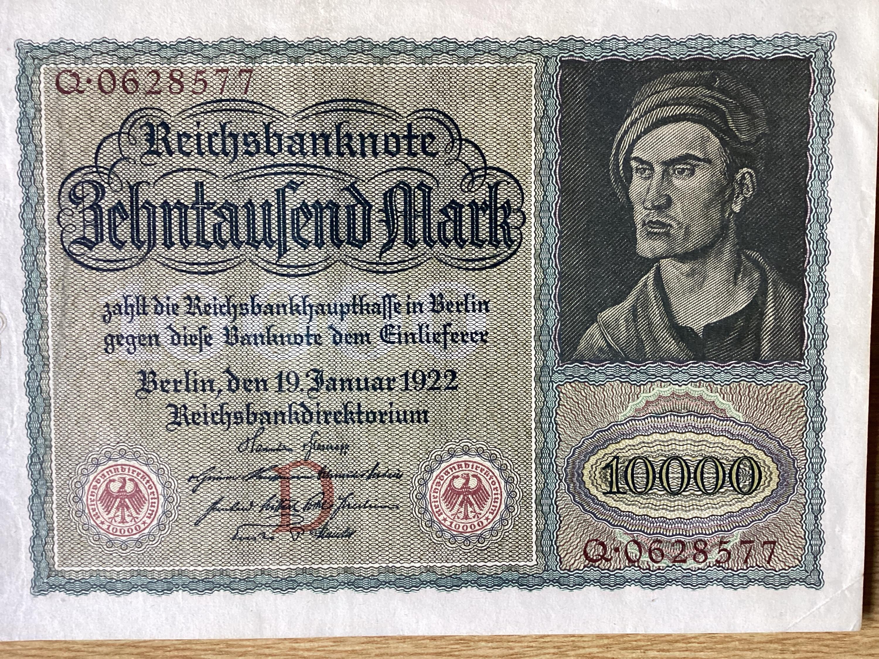 Rare German Reichsbanknote 1922 10,000 Mark Bank Note UNC - Etsy