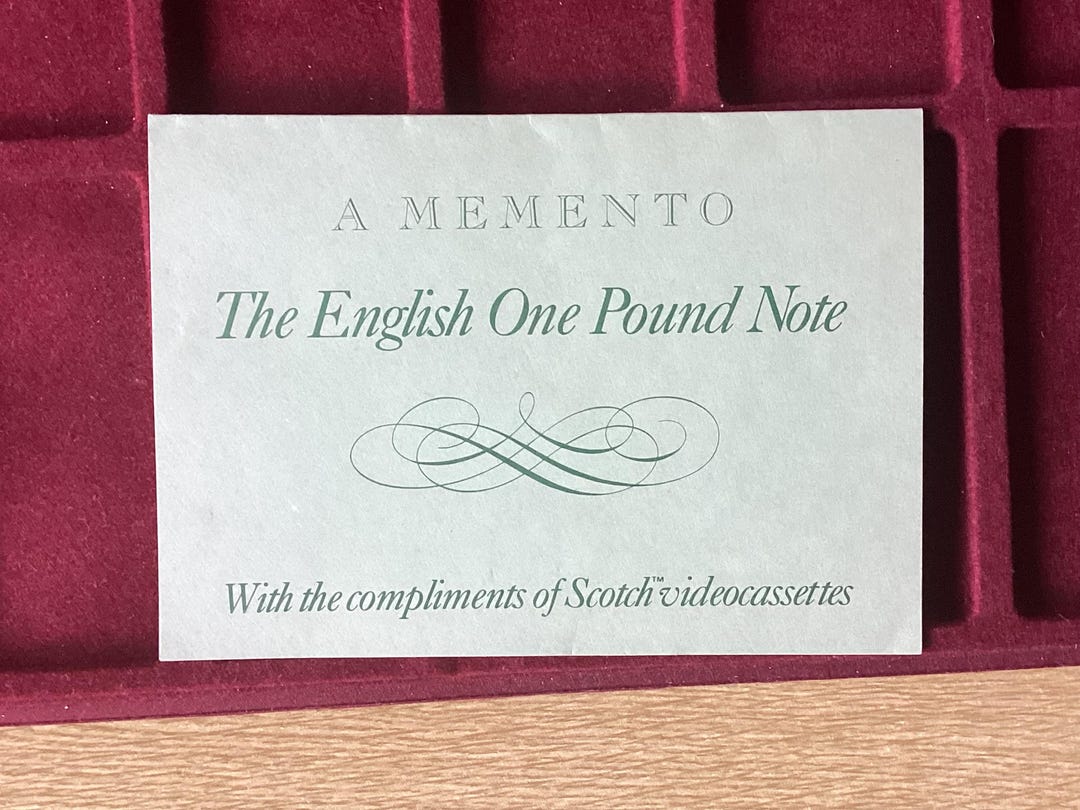 A Memento of the English One Pound Note Compliments of Scotch ...