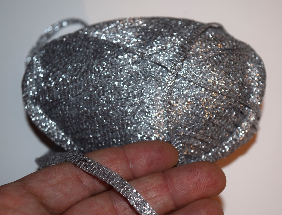 Silver Glitter Ribbon Tape Yarn - Etsy