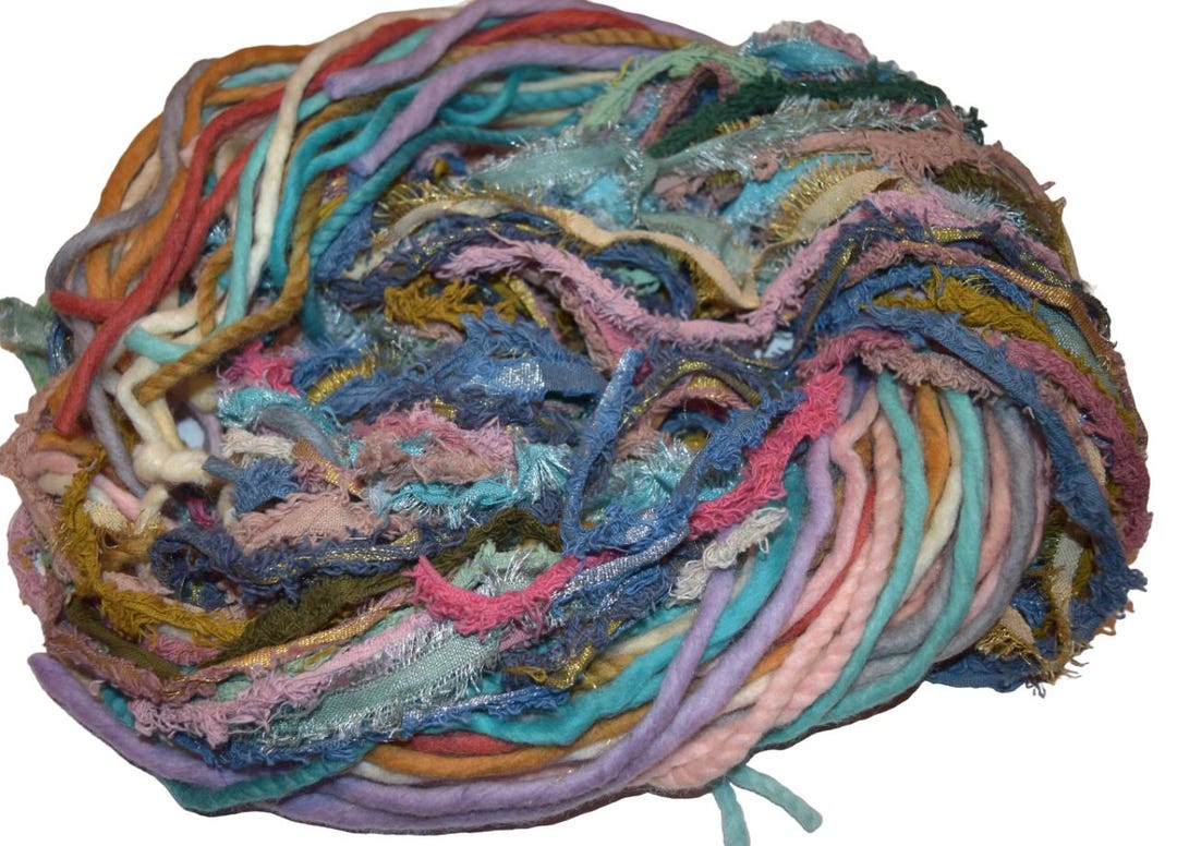 100g Recycled Cotton Ribbon Yarn: Frayed Sari Silk, Craft Weaving - Etsy