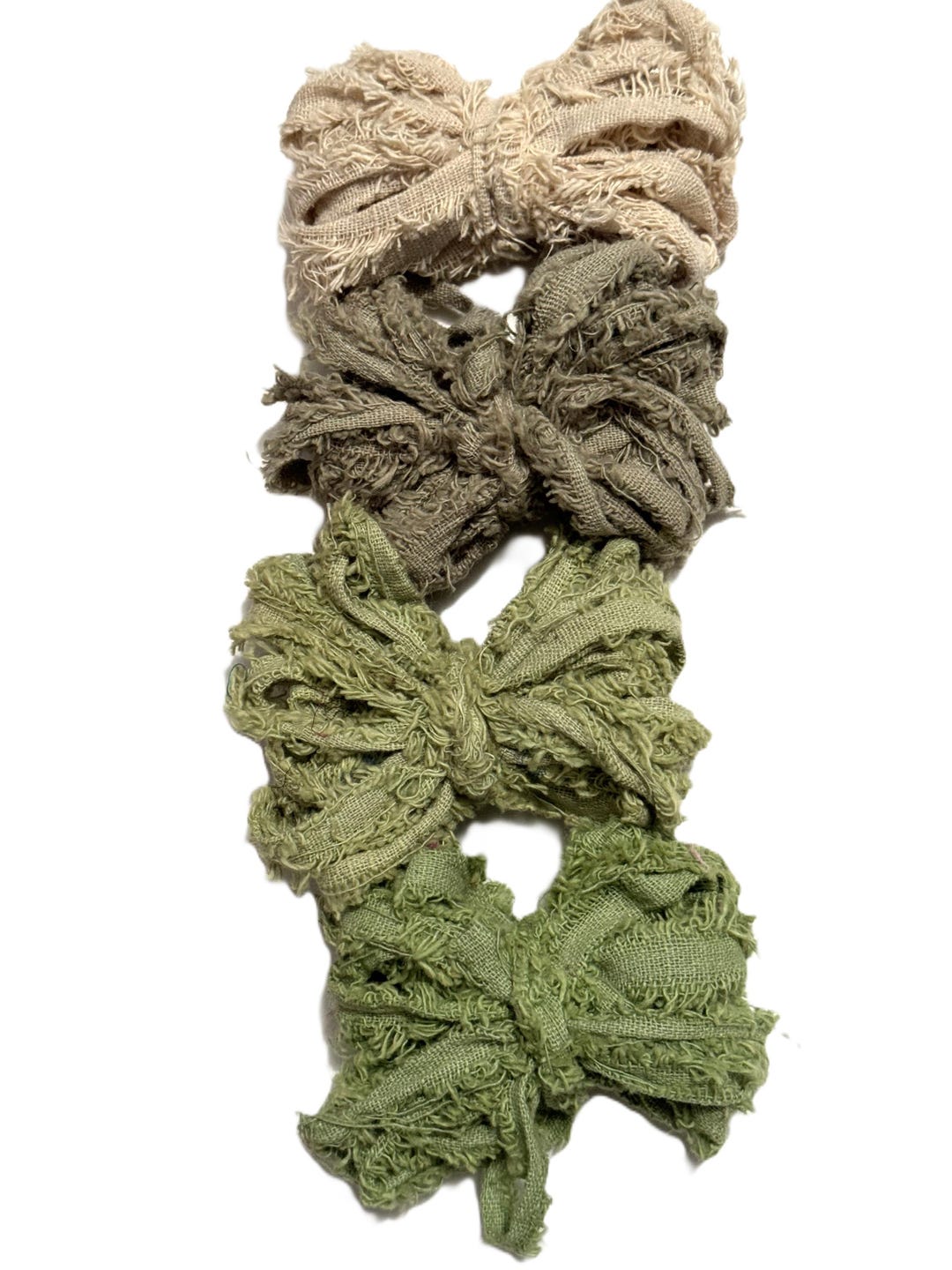 20 Yards 4 Colors Bunch Wide Frayed Recycled Linen Cotton Ribbon Yarn ...