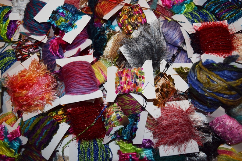 No Tariff! Novelty Yarn Grab Bag: 100 Yards,10 Colors, Mixed Fibers for ...