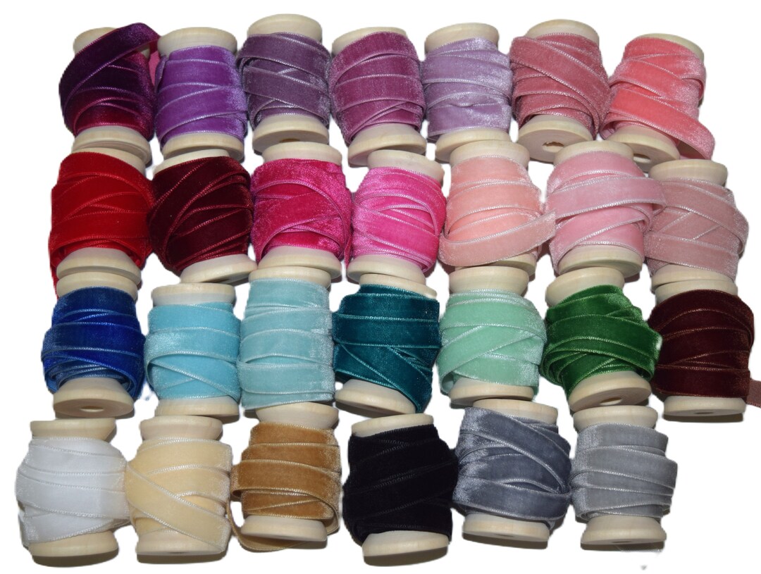 Velvet Ribbon 10 Mm 3/8 Inches * 27 Colors* Finished Edges With Spools ...