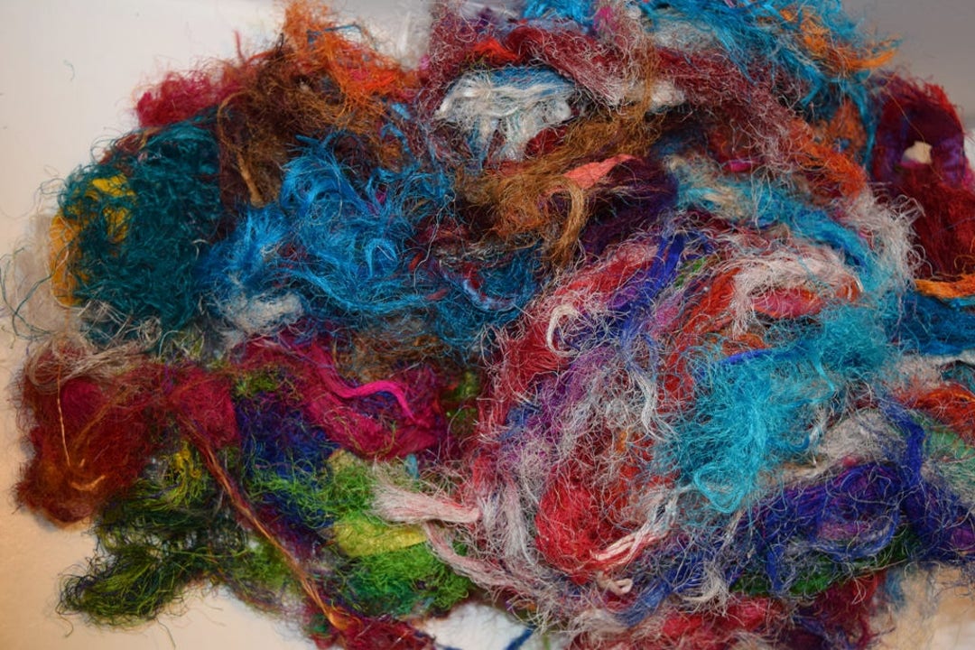 1/2/3 Oz Sari Silk Waste, Threads, Leftover Art Yarn for Mixed Media ...