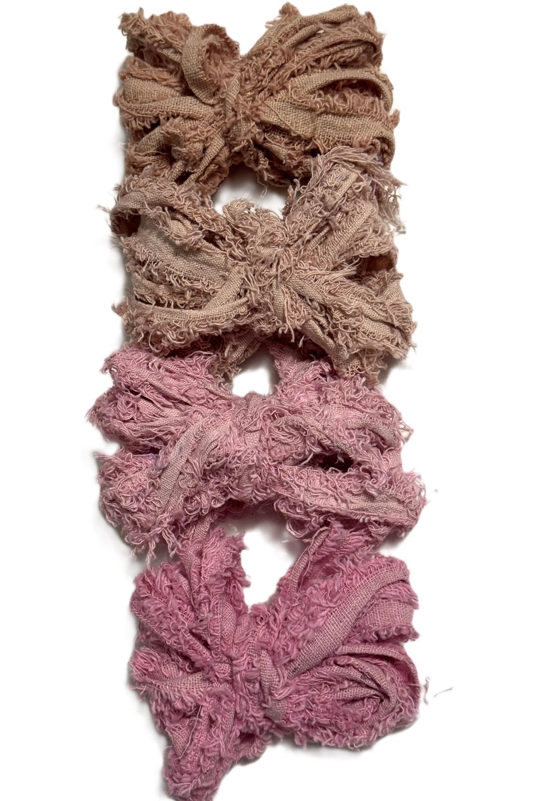 20 Yards 4 Colors Bunch Recycled Linen Cotton Ribbon Yarn: Pink Shades ...