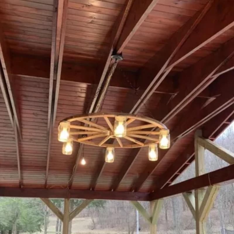 Wood Wagon Wheel Light - Etsy