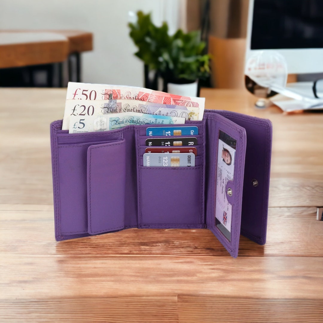 Women's RFID BLOCKING Purple Leather Wallet Ladies Purse - Etsy