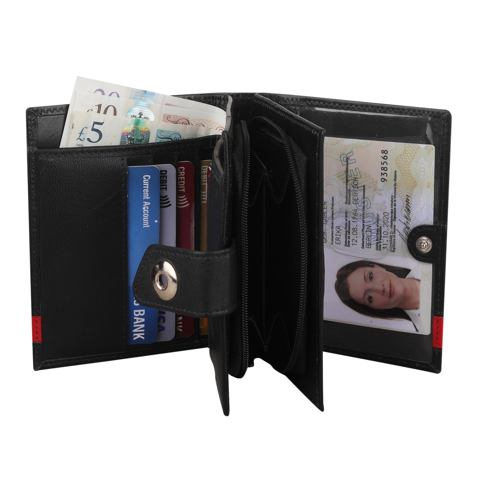 Starhide Black & Red RFID Blocking Wallet Side Zip Around - Etsy UK