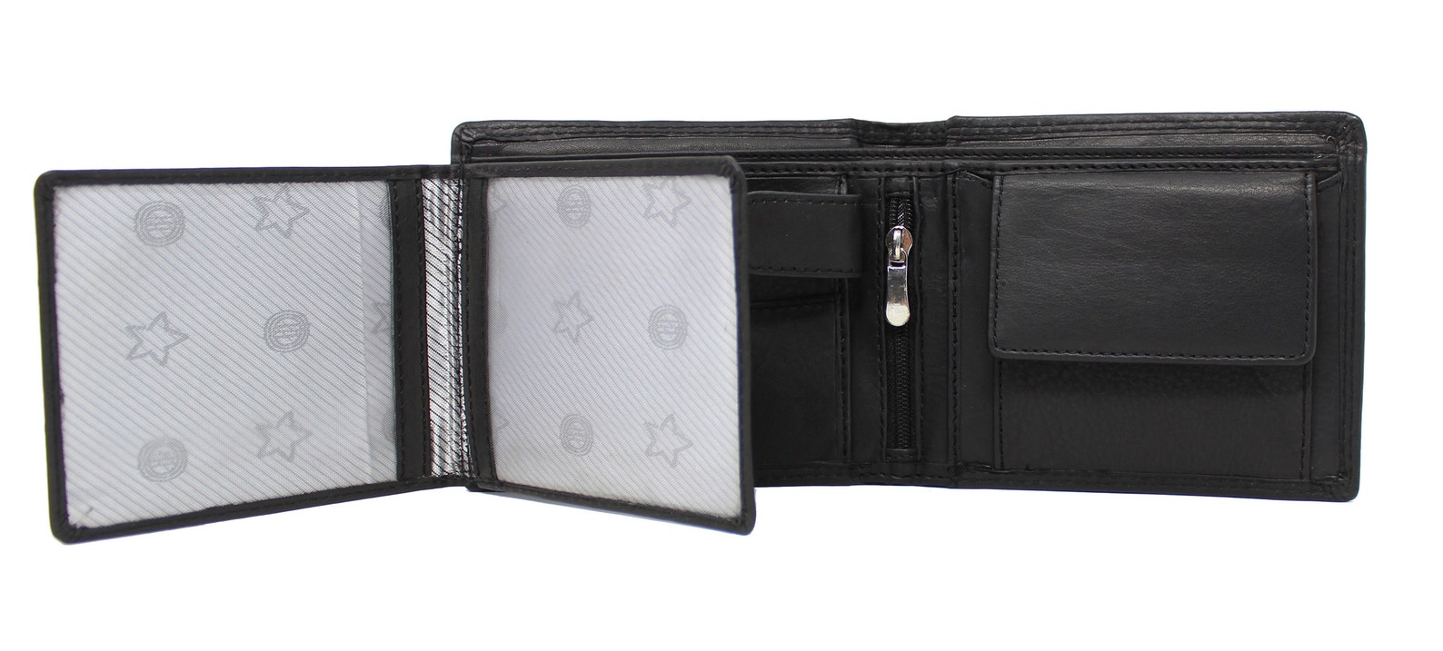 Mens RFID BLOCKING Black Leather Coin Pocket Wallet For Men | Etsy