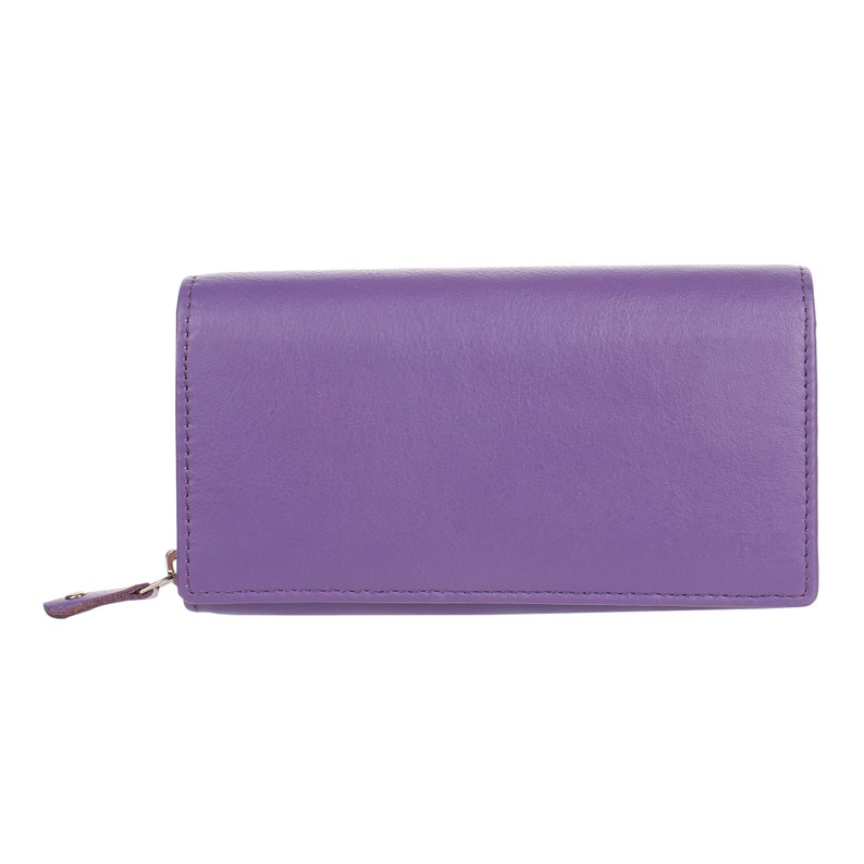 Women's RFID BLOCKING Purple Leather Wallet A Large Zipped | Etsy UK