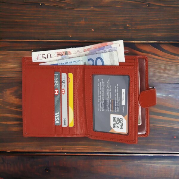 Red Leather Wallet - Etsy