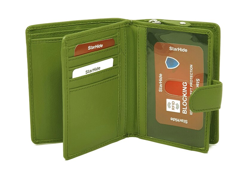 Women's RFID BLOCKING Green Leather Wallet Ladies Purse | Etsy