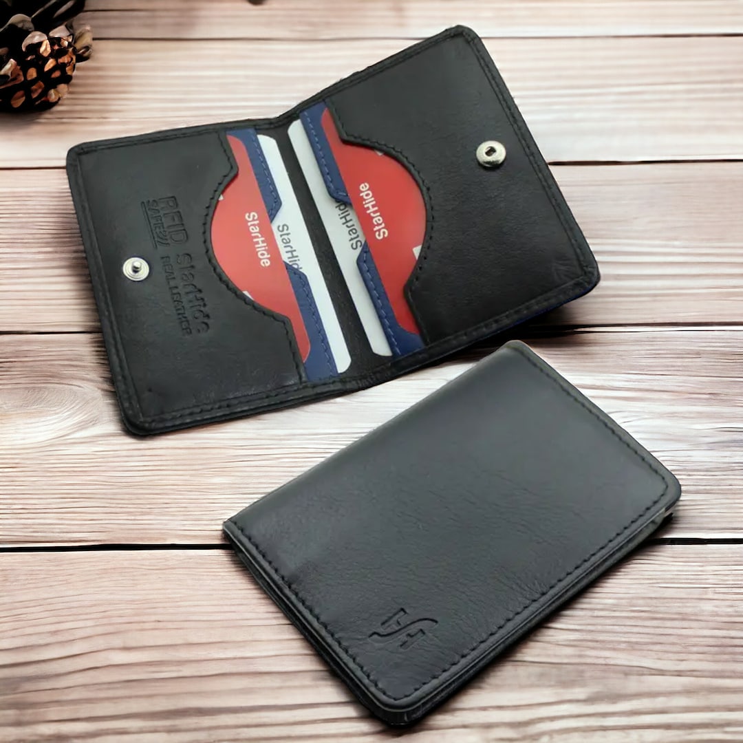 Men's Ultra Slim Genuine Leather Credit Card Holder Wallet RFID ...