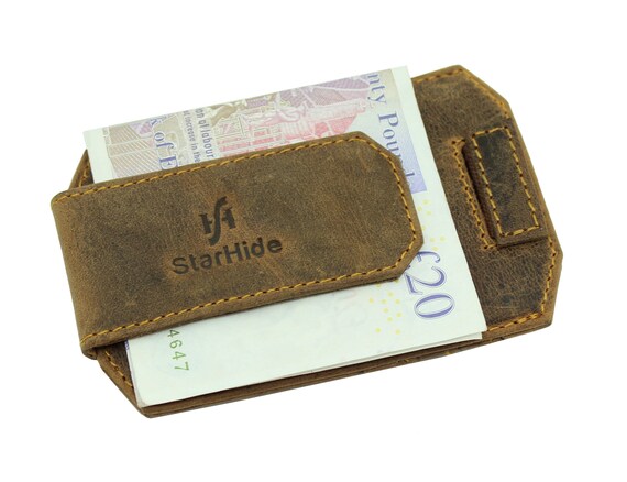Genuine Distressed Hunter Leather Money Clip for Men RFID | Etsy UK