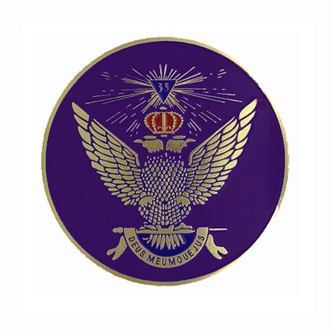 SCOTTISH RITE Auto Emblem 33rd Degree Wings Up/purple Peel and Press ...