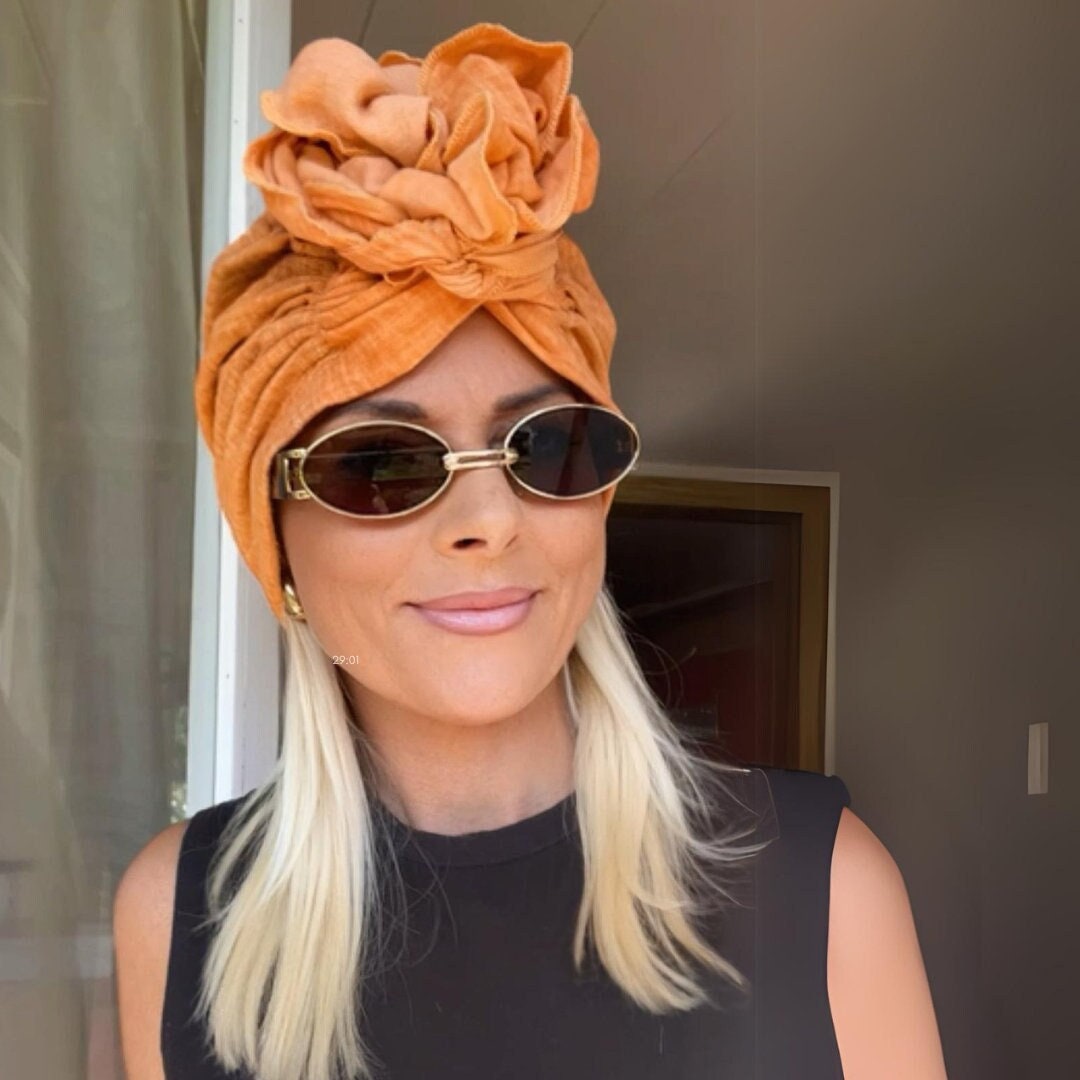 Vintage Orange. Turban for Women, Muslin Turban, Fashion Turban, Hijab ...