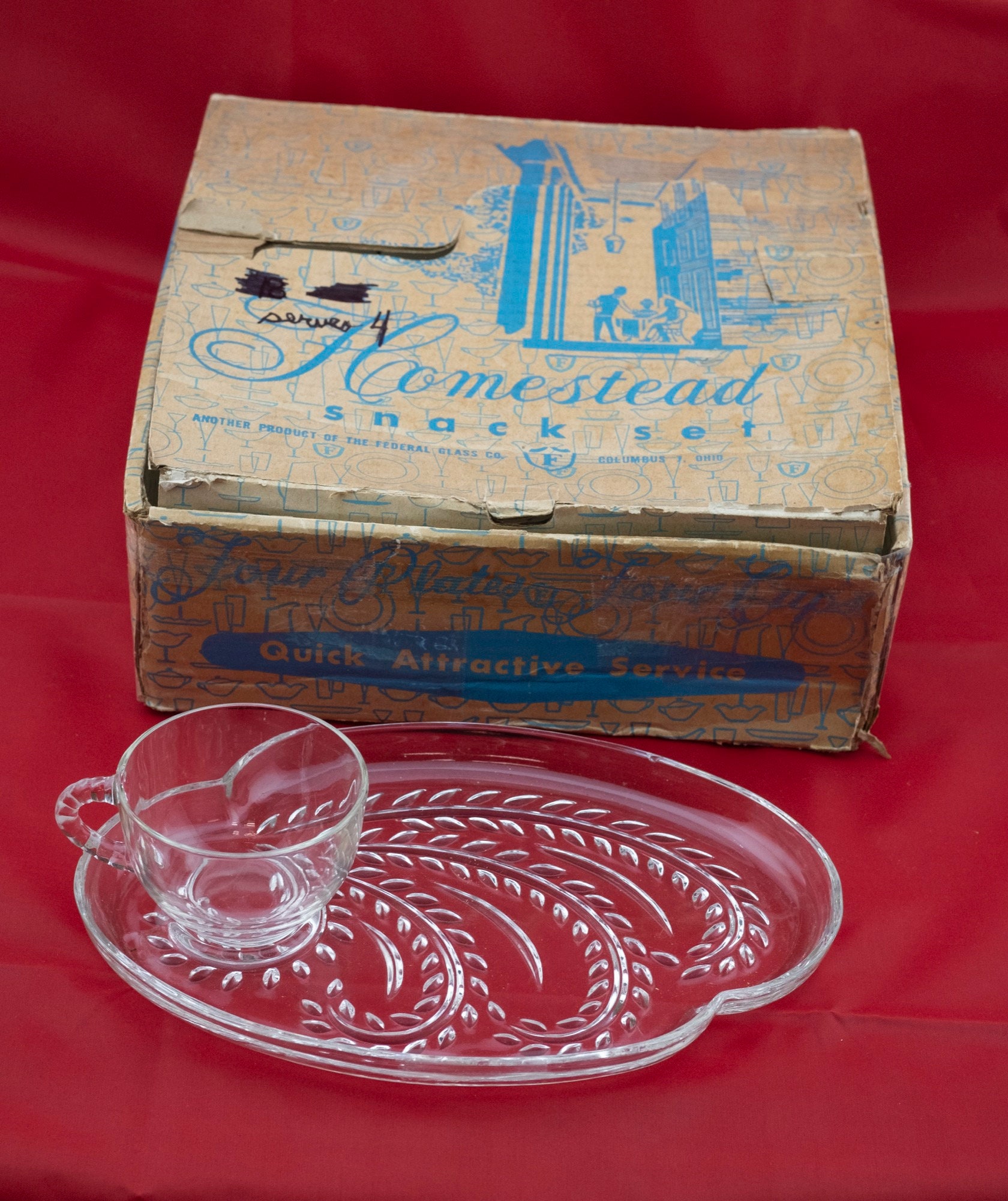 Homestead Snack Set by Federal Glass Serves 4 | Etsy