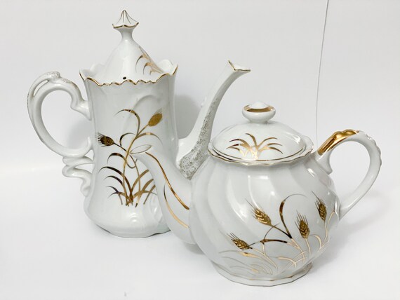 Hand Painted Lefton China Coffee Pot and Teapot | Etsy