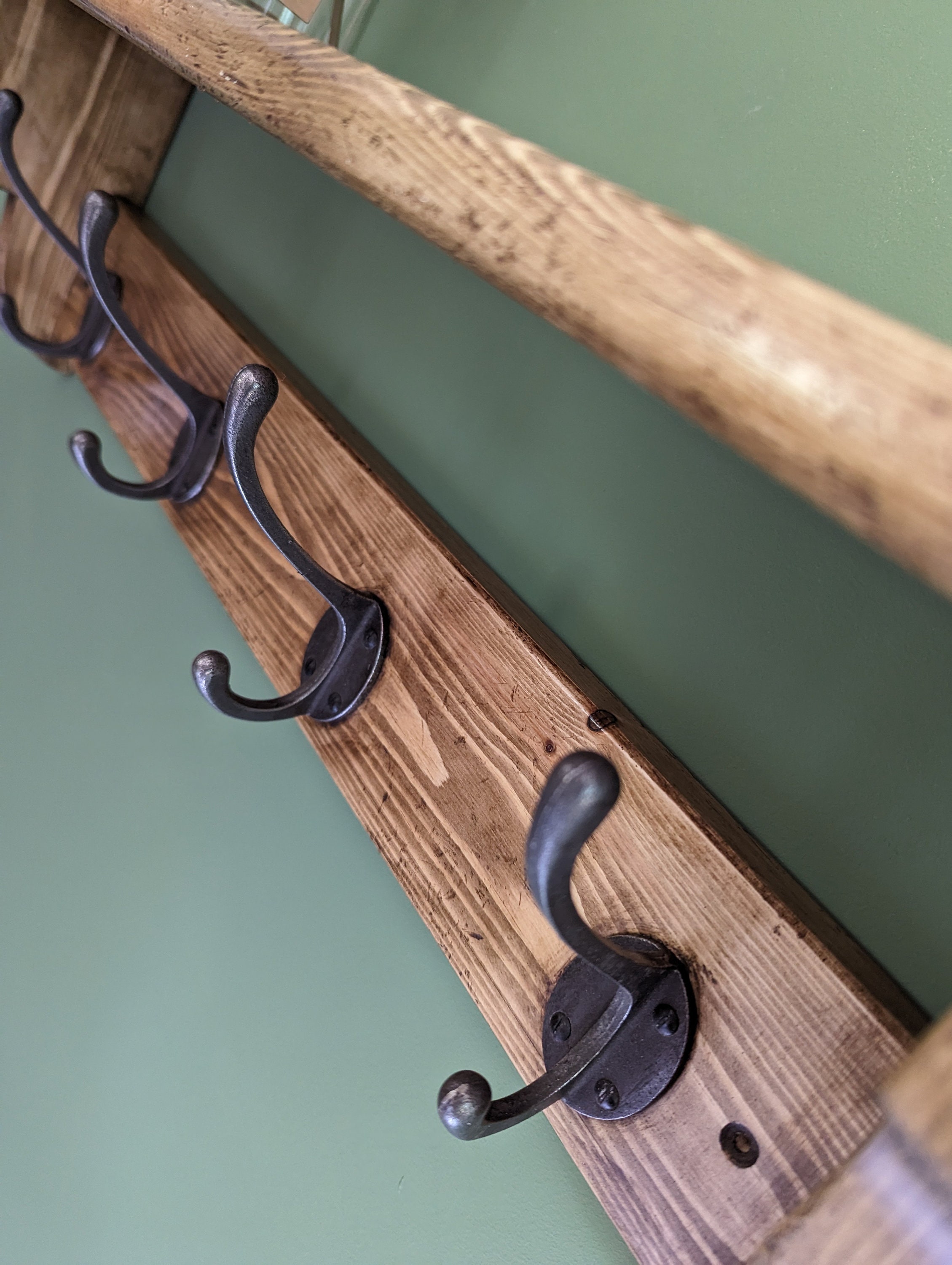 Victorian Pine Coat Rack With Shelf - Handmade Vintage Coat Hooks ...