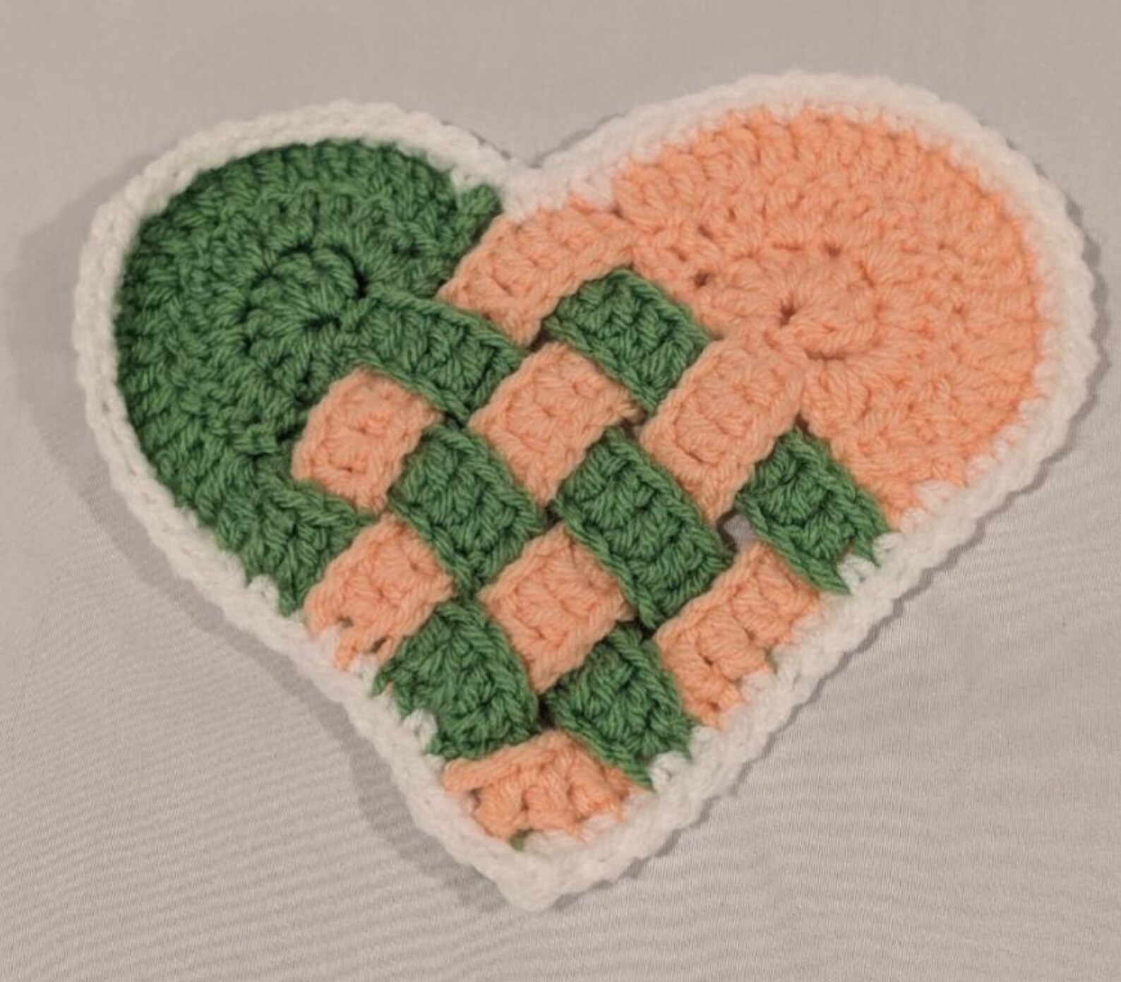 Handmade Crochet Overlapping Heart Coaster; Set of 3 - Etsy
