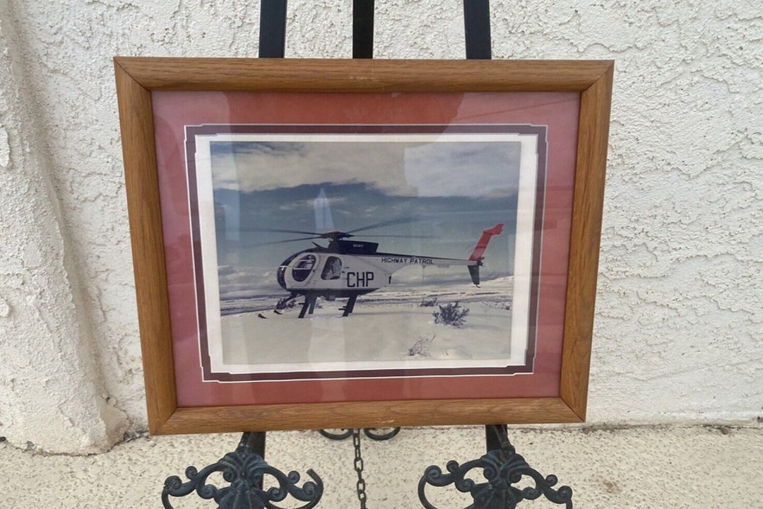 Vintage California Highway Patrol Helicopter Photo Framed Under Glass ...