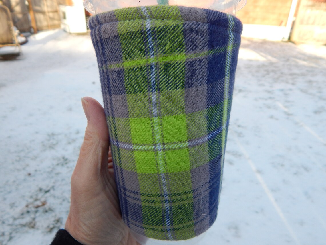 Plaid Flannel Iced Coffee Cozy - Etsy