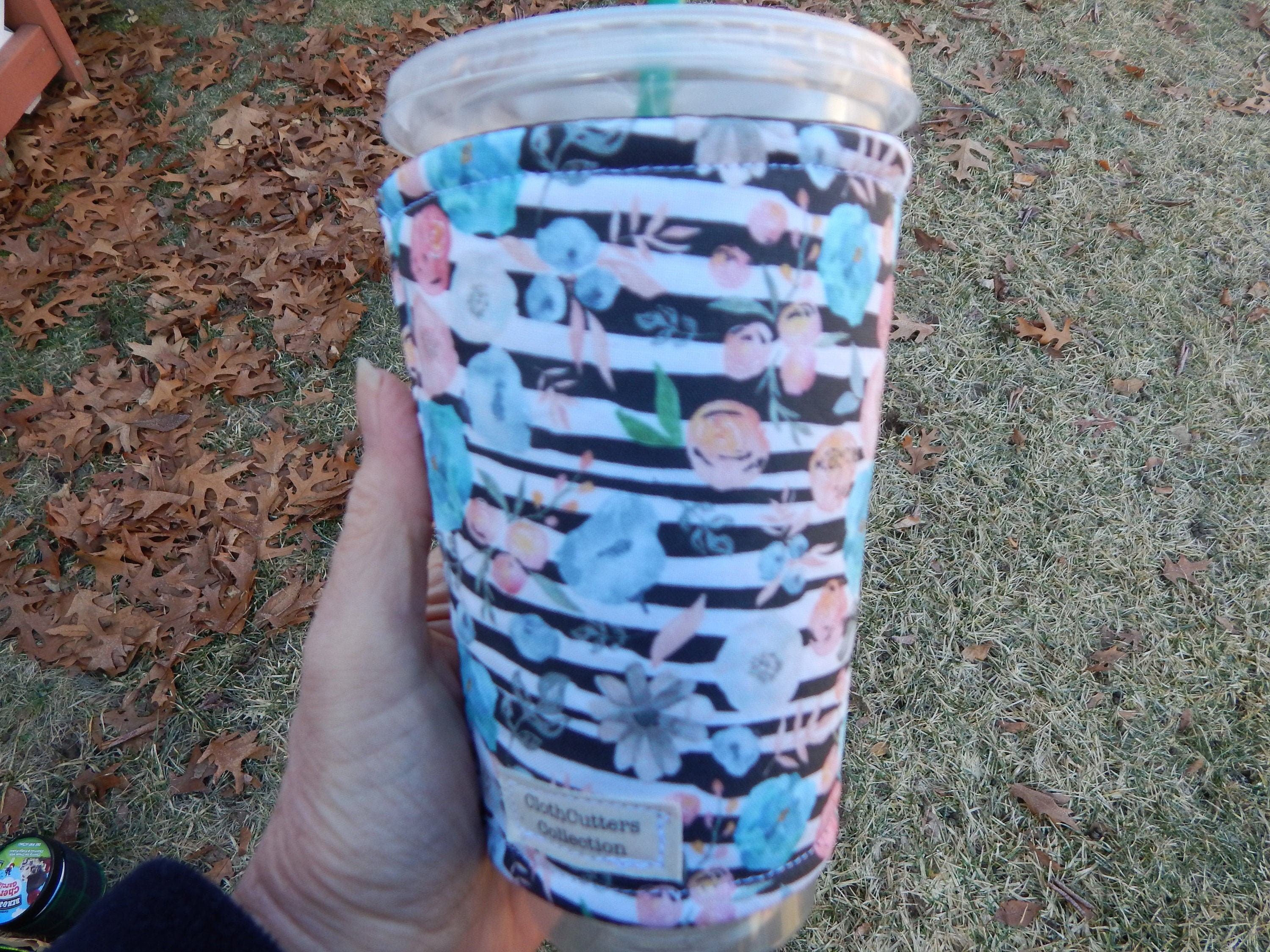 Pink N Blue Roses Iced Coffee Cozy - Etsy