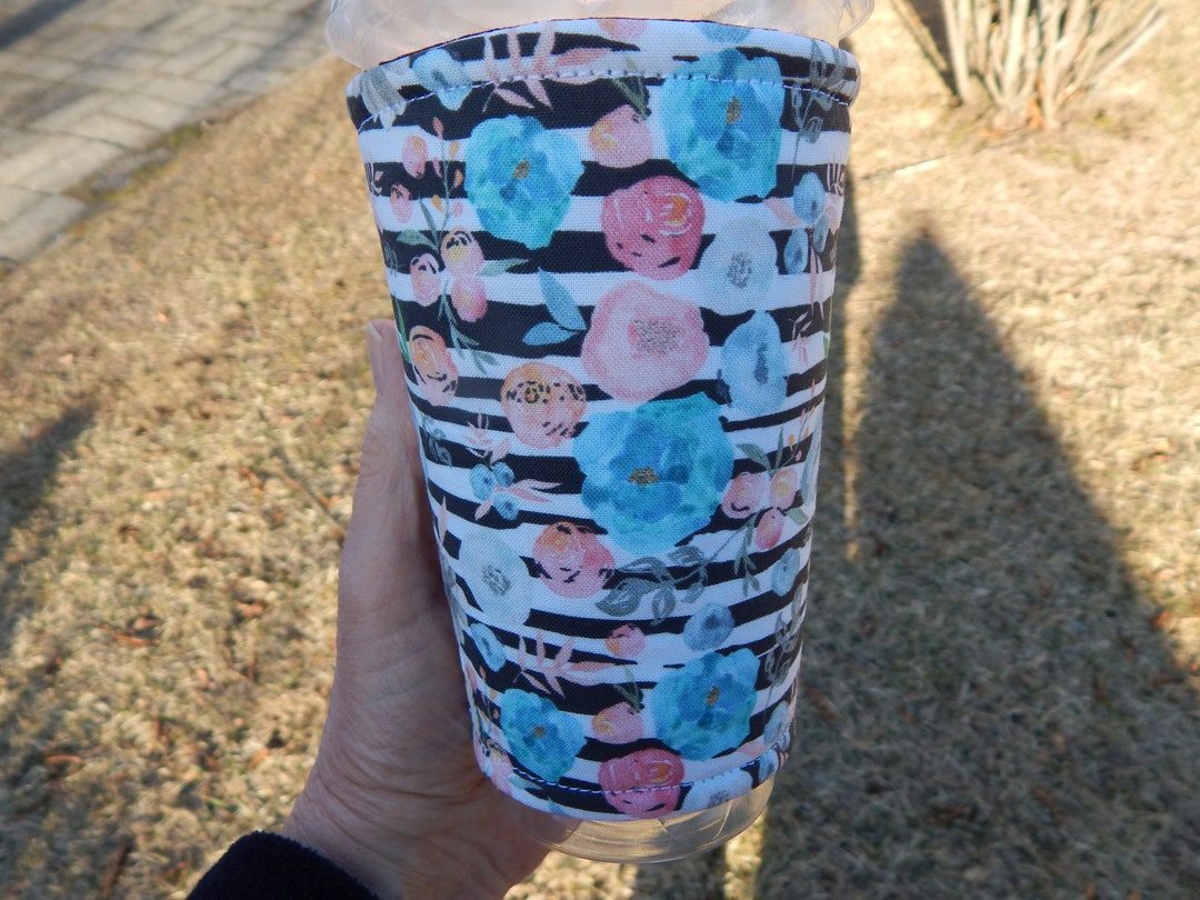 Pink N Blue Roses Iced Coffee Cozy - Etsy