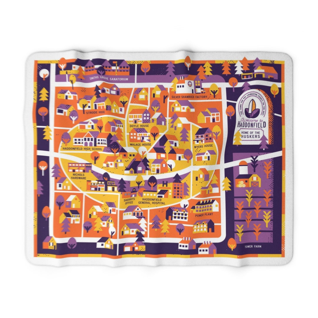 Haddonfield Illustrated Map - Sherpa Fleece Blanket - Etsy