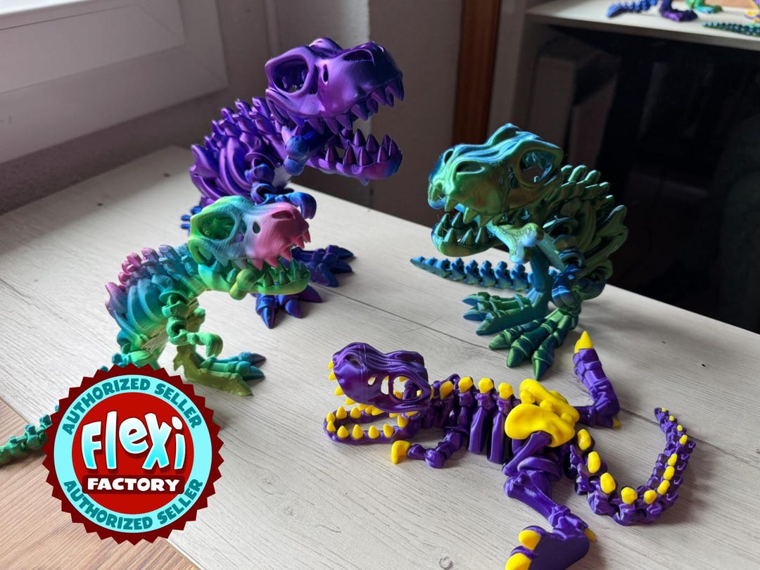 Articulated T-rex Skeleton With Bone - Anti-stress Toys - Etsy
