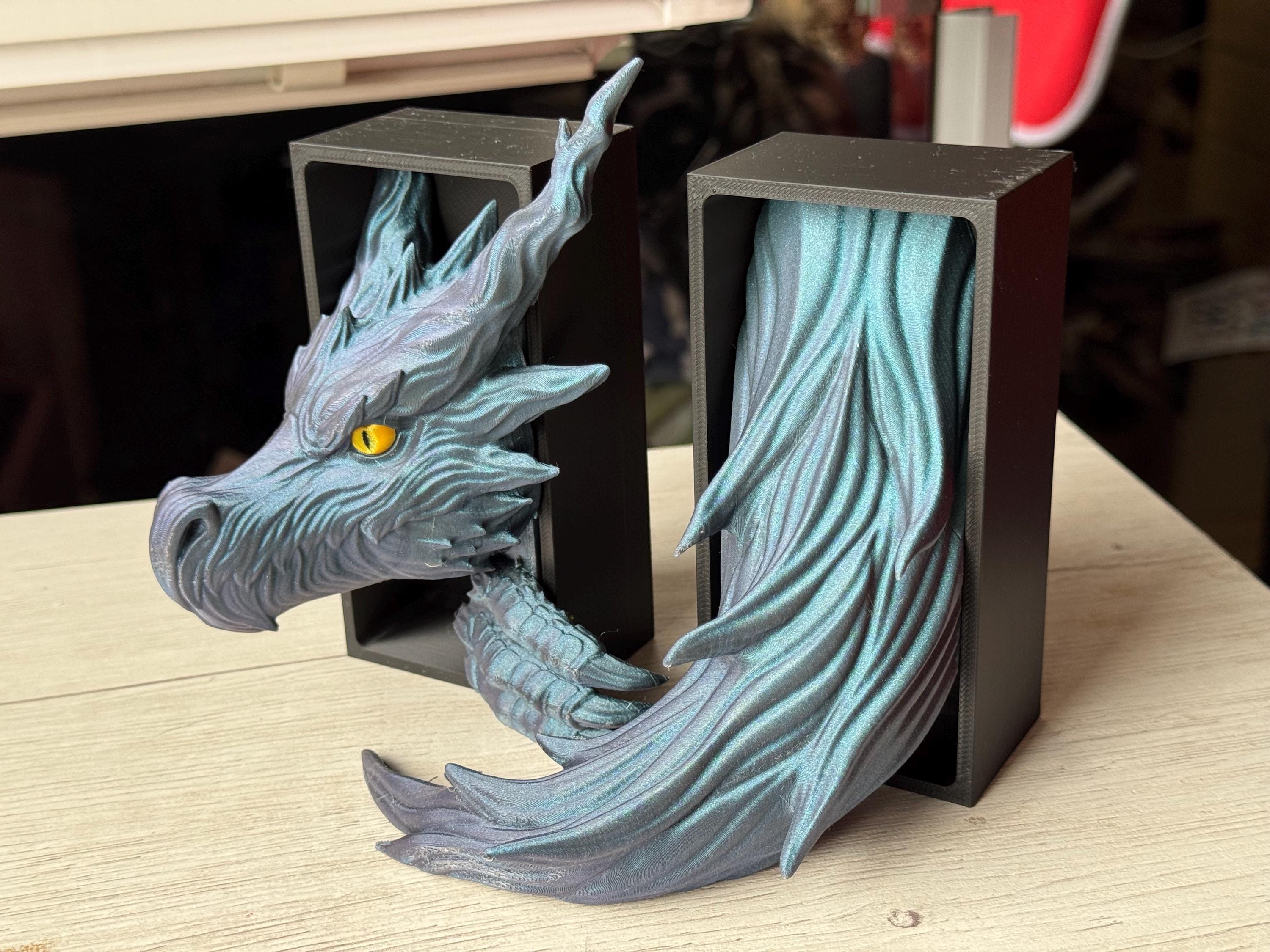 Mini Shadow Dragon Bookend – Hand-painted Fantasy Decor | Personalized ...
