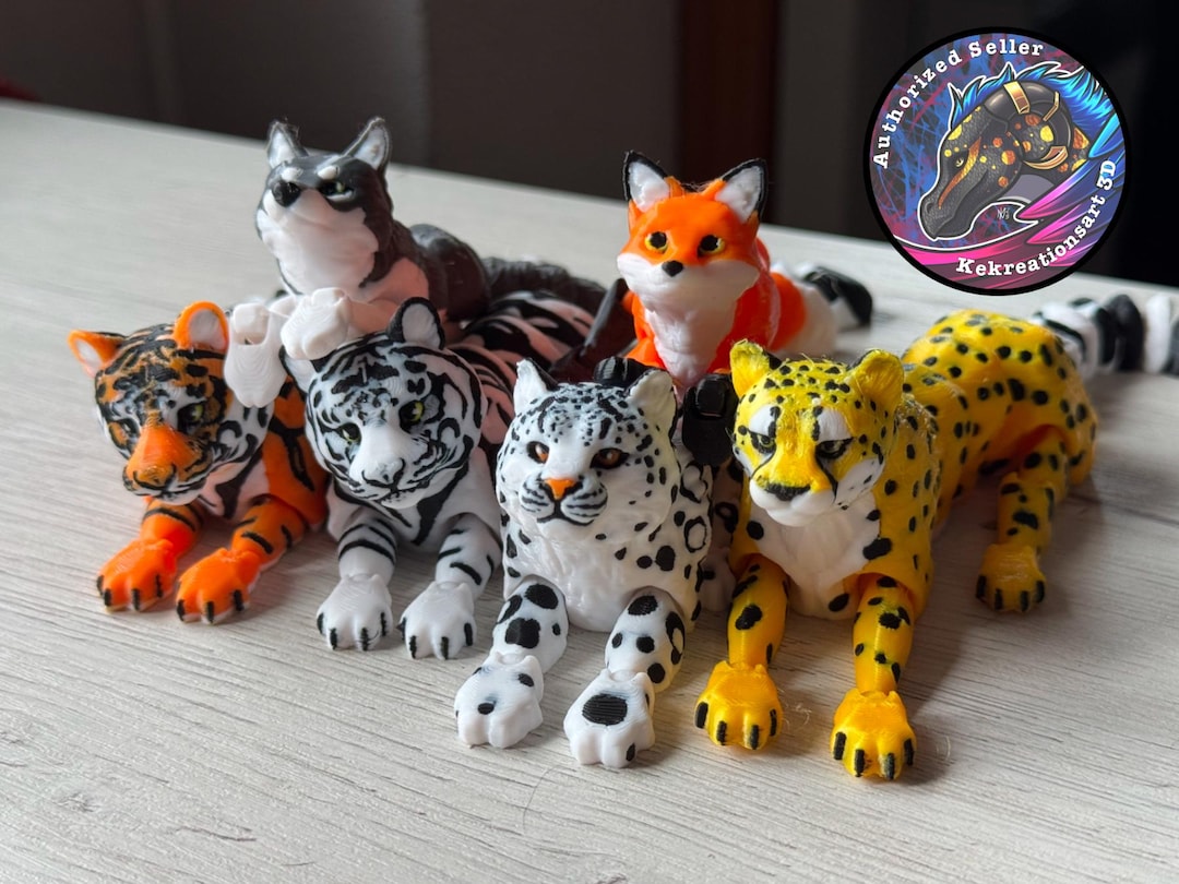 Articulated Animal Figurines – Posable Fox, Wolf, Tiger, Cheetah ...