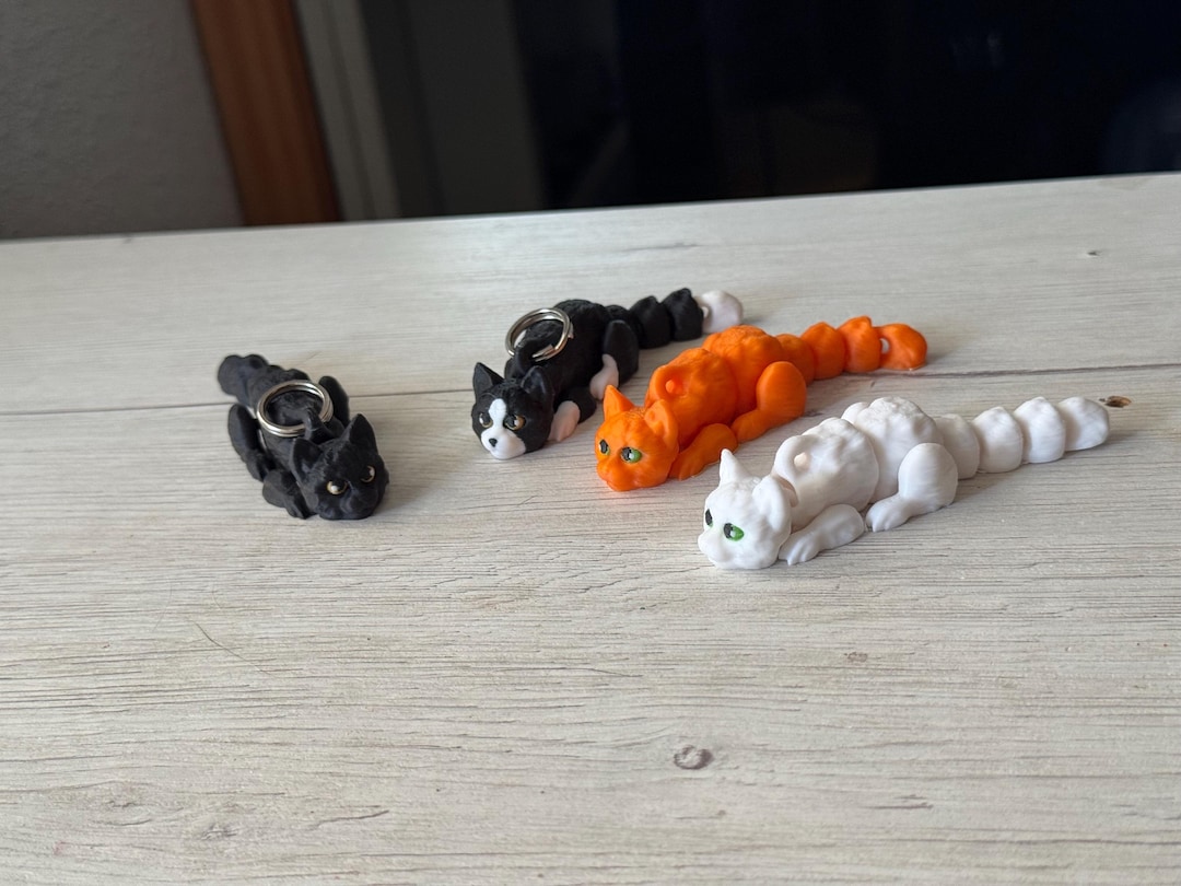 Mini Cat Keychain – 3D Printed Cat Charm, Cute Bag & Key Accessory, Cat ...