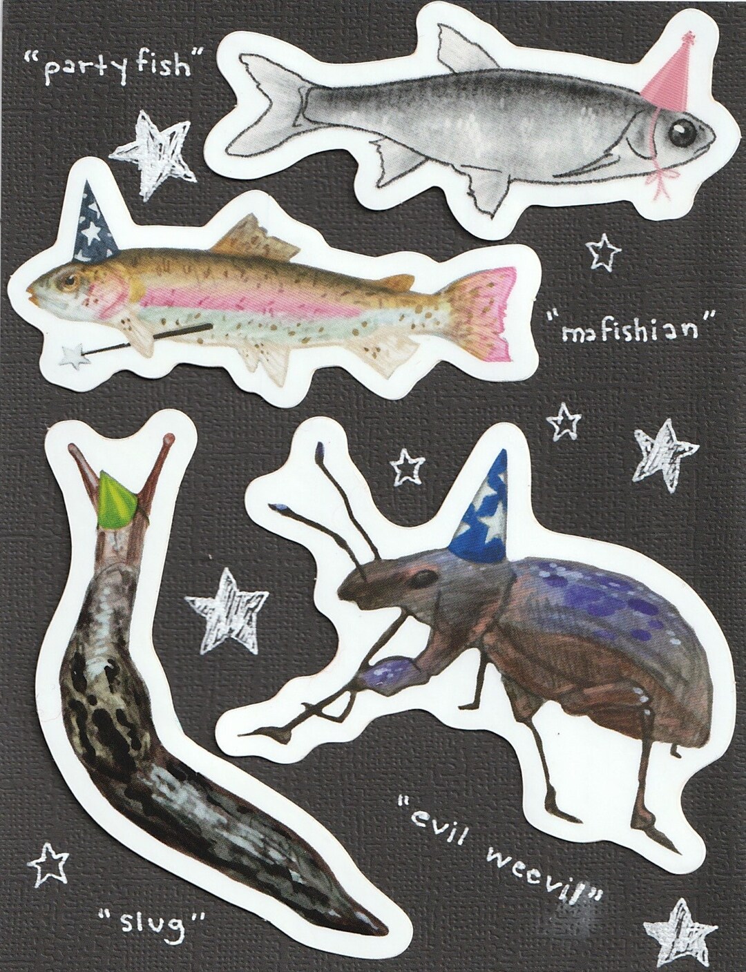Original Waterproof Sticker 4 Pack Fish Rainbow Trout Weevil Leopard ...