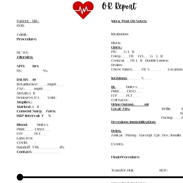 Operating Room Report - Etsy