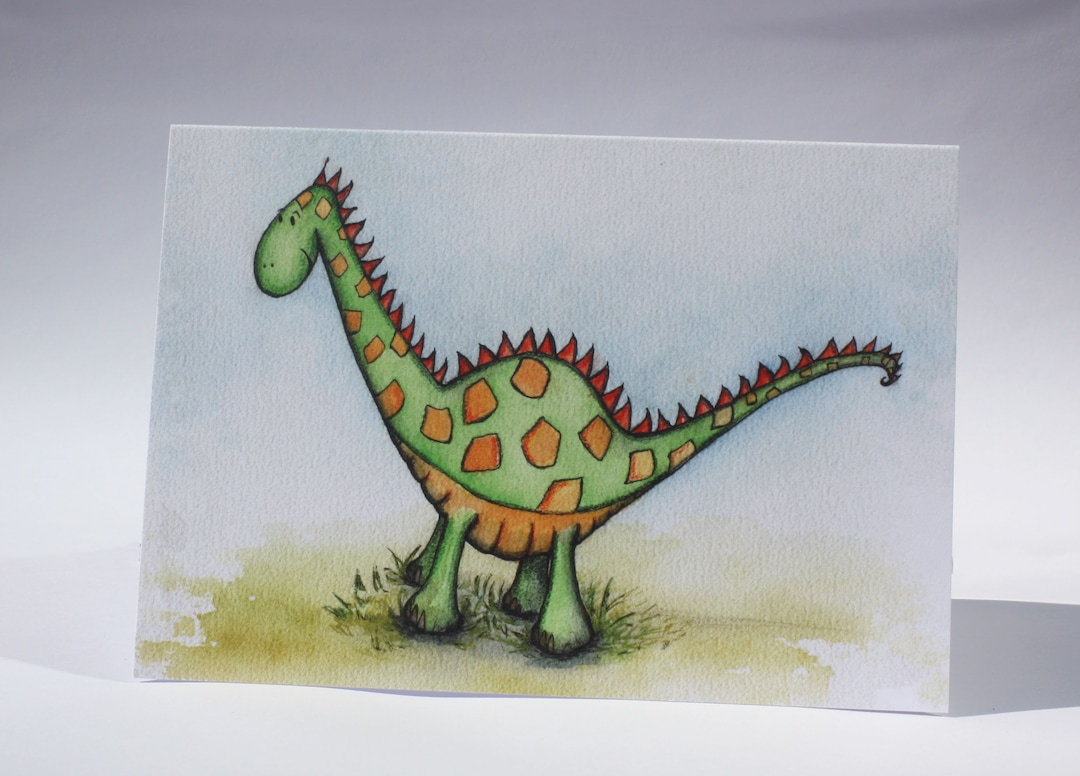 Dinosaur Greetings Card (green) - Etsy