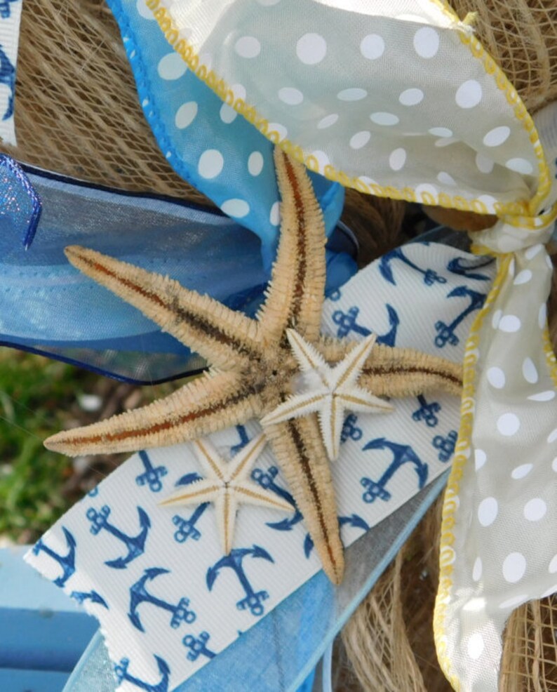 Beach make a Wish Upon a Star, Deco Mesh Ribbon Wreath, Front Door ...