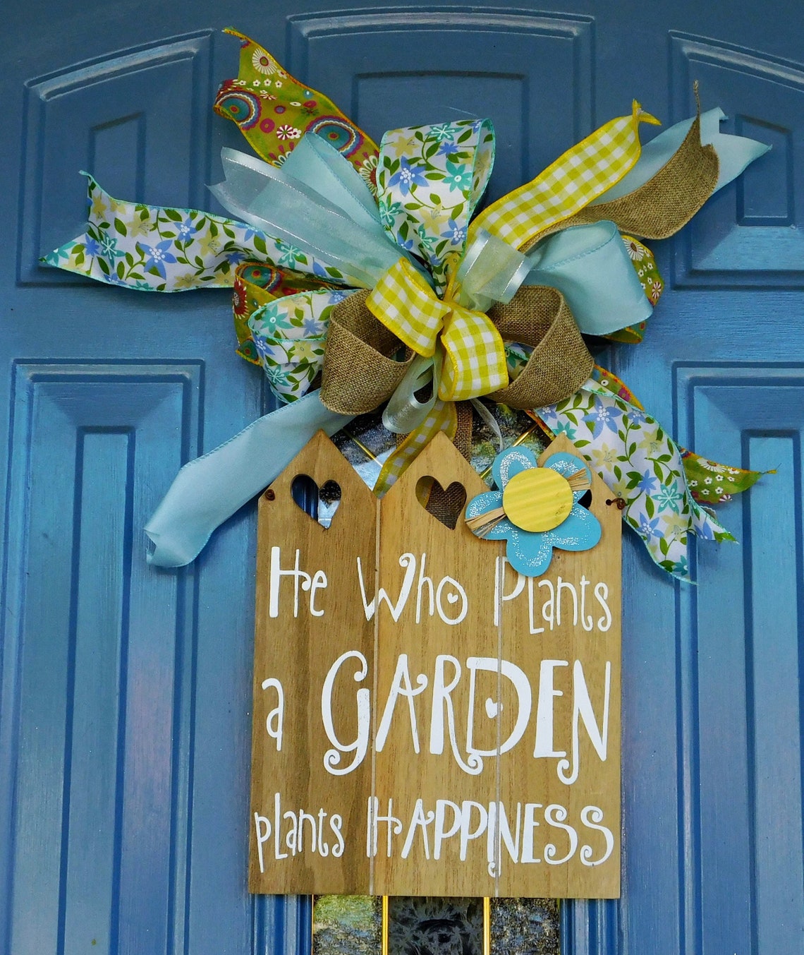 Wooden Picket Fence Sign With he Who Plants a Garden - Etsy