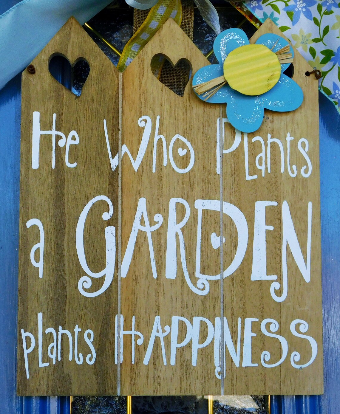 Wooden Picket Fence Sign With he Who Plants a Garden - Etsy