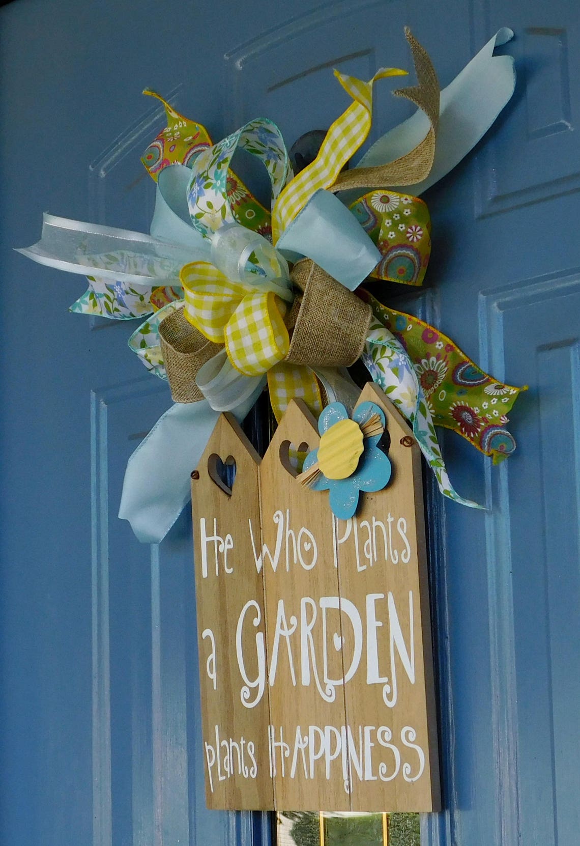 Wooden Picket Fence Sign With he Who Plants a Garden | Etsy