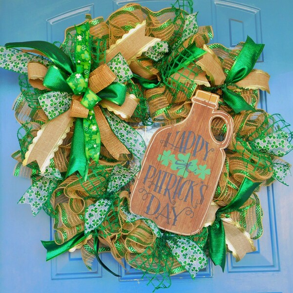 St Patrick Deco Mesh Wreaths - Etsy