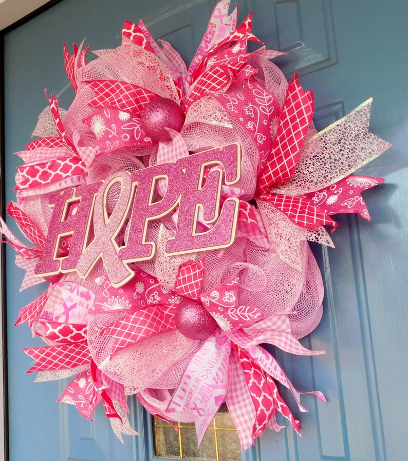 Breast Cancer Awareness hope Pink Ribbon Deco Mesh - Etsy
