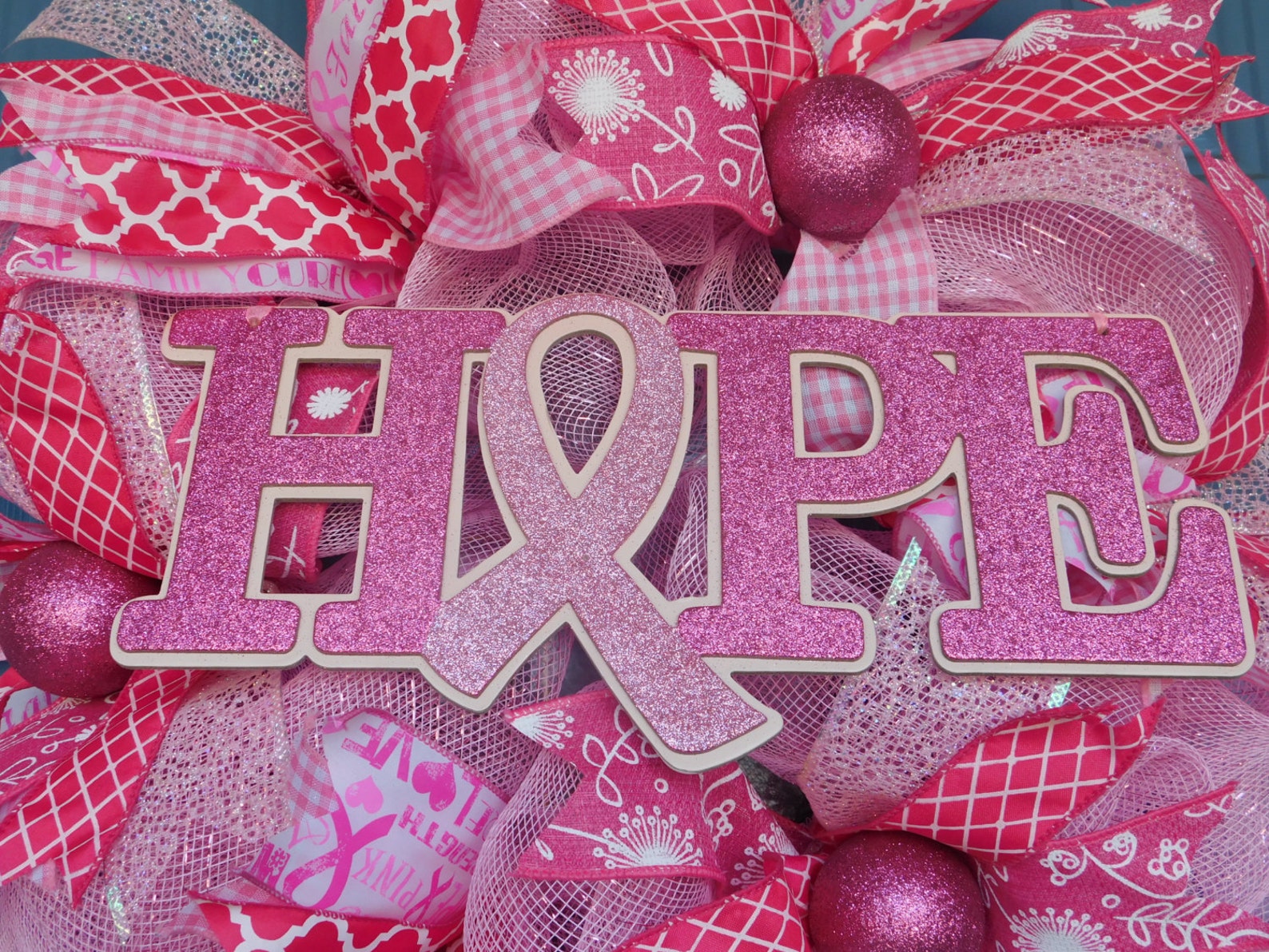 Breast Cancer Awareness hope Pink Ribbon Deco Mesh - Etsy