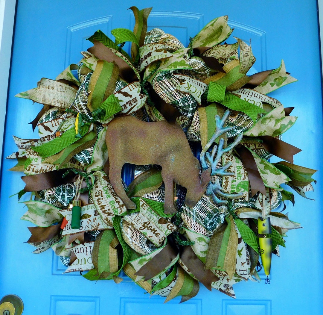 Hunting Wreath, Front Door Wreath, Man Cave Wreath, Fishing Wreath ...